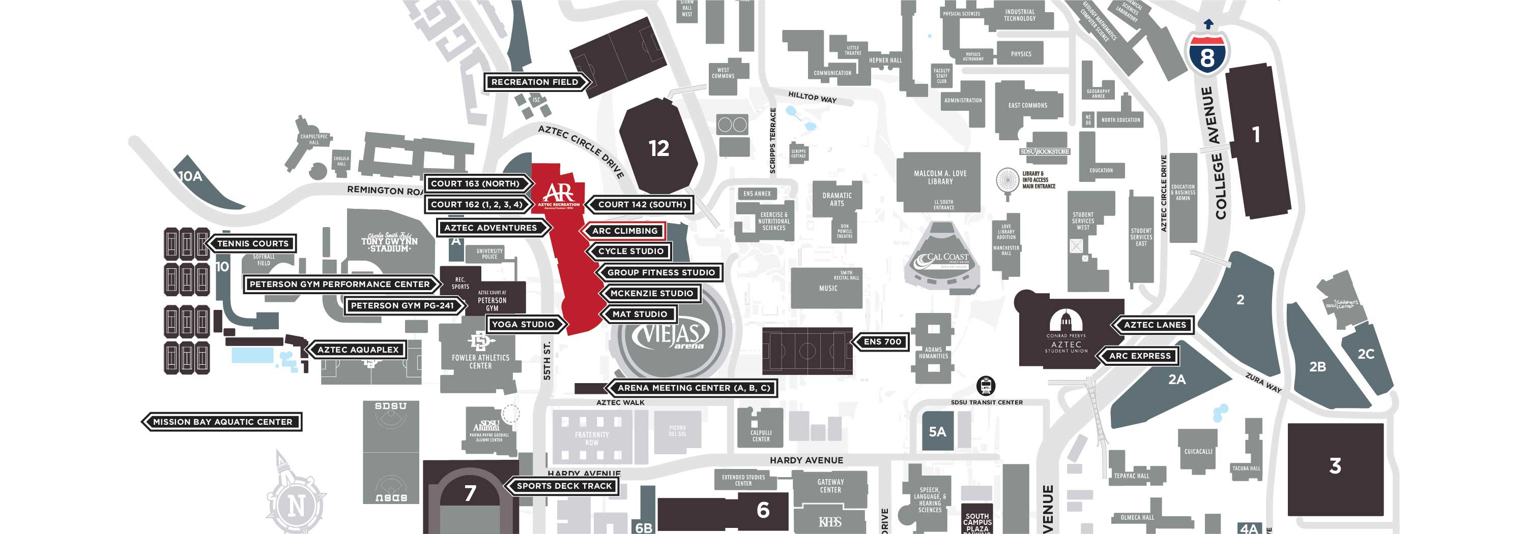 Credit Classes Locations | Aztec Recreation | A.S. | San Diego State ...