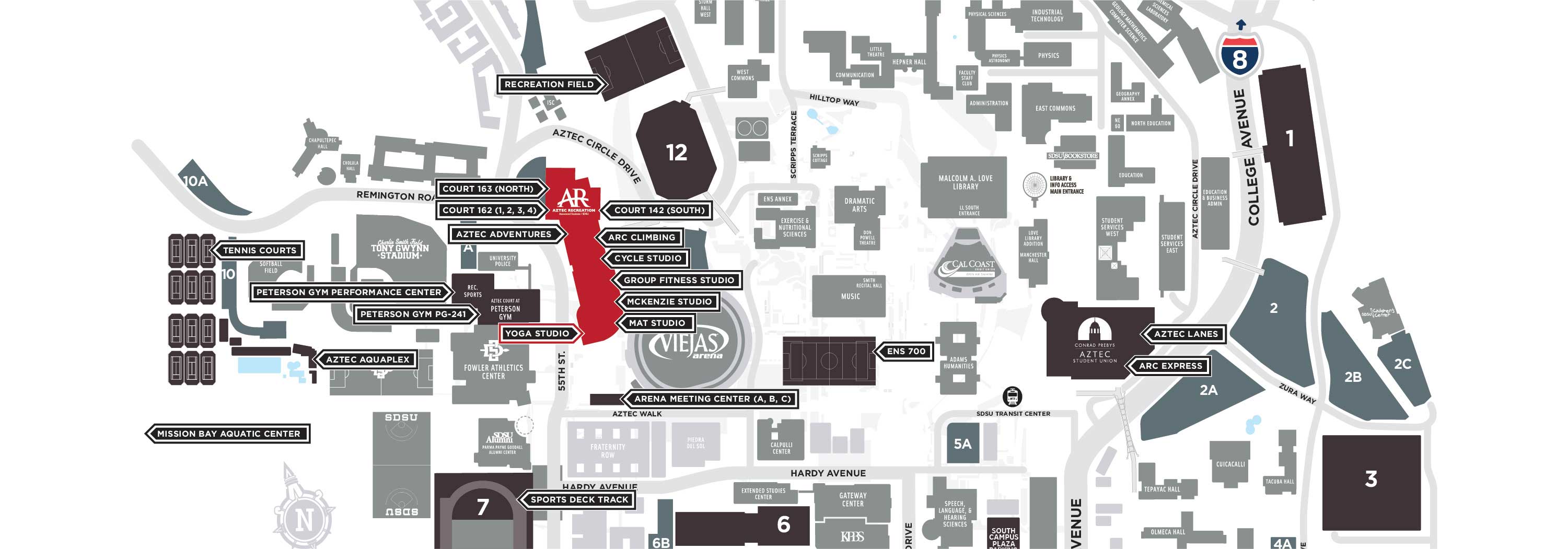 Credit Classes Locations | Aztec Recreation | A.S. | San Diego State ...